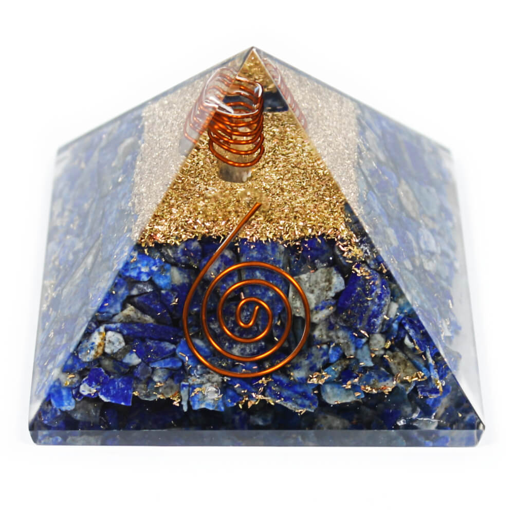 Lapis Lazuli With Copper Quartz Orgone Pyramid 7cm